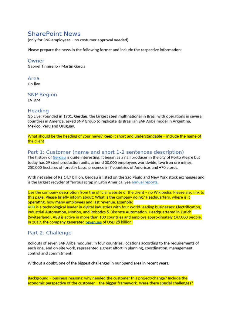 2025 Go-Live EN - Template For Internal Publication - Gerdau v01 | PDF ...