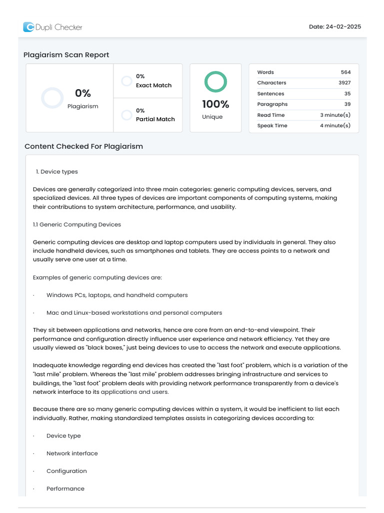 Duplichecker Plagiarism Report | PDF | Server (Computing) | Computer Network