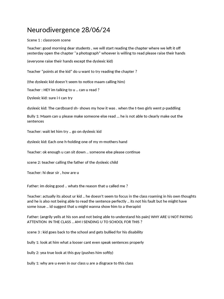 Neurodivergence School Project | PDF
