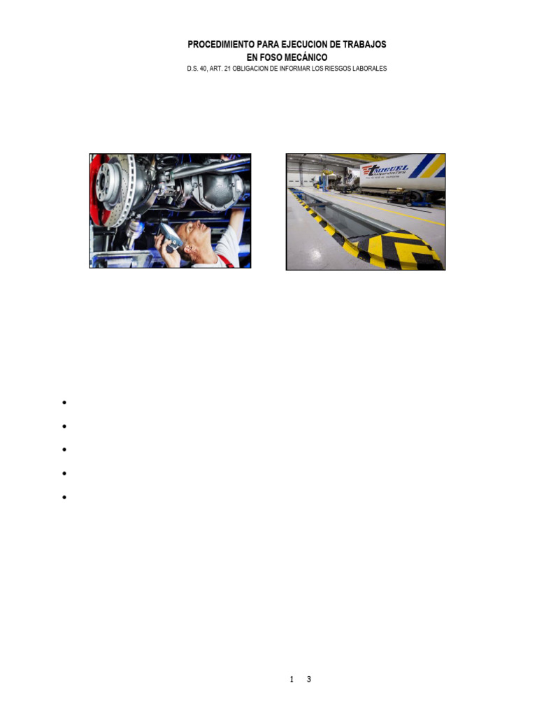 Procedimiento Seguro en Foso Mecánico | PDF | Combustión | Quemar