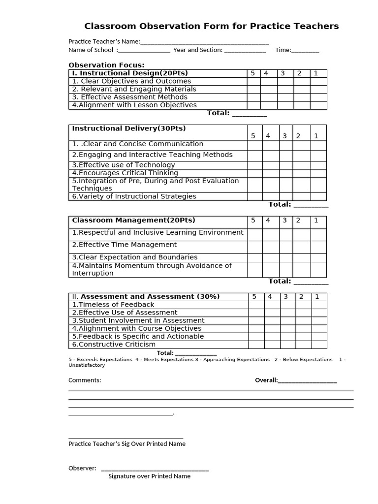 PT-CLassroom-Observation-revised | PDF