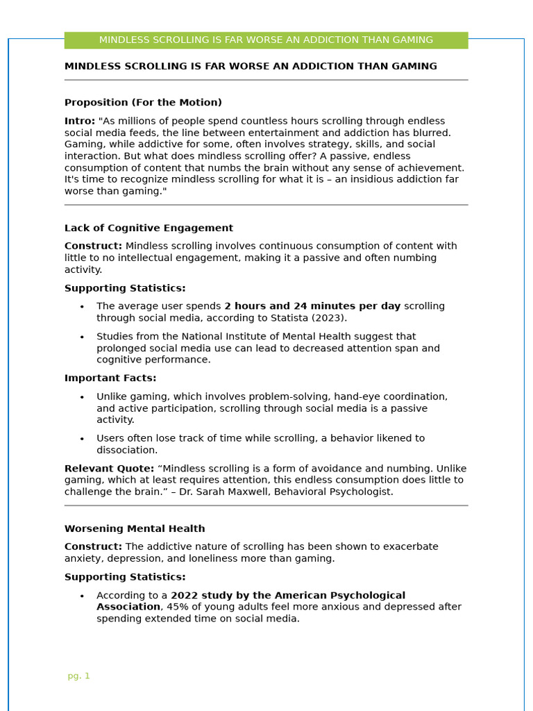 Mindless Scrolling Is Far Worse An Addiction Than Gaming | PDF | Social ...