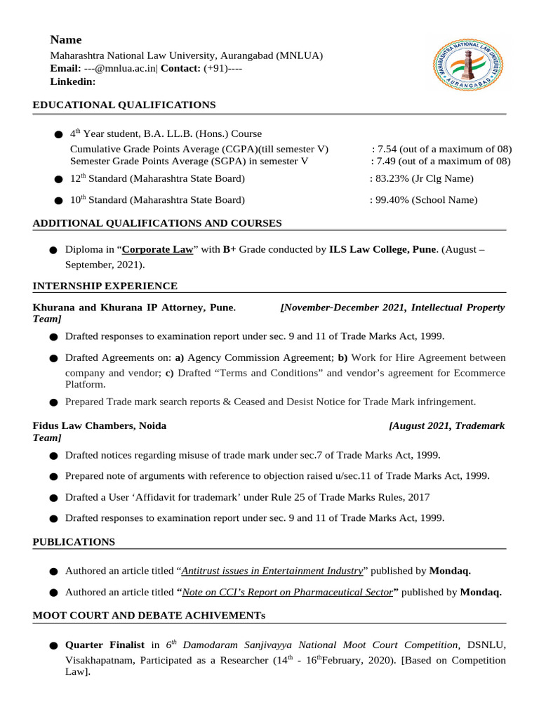 IPC CV - Format. | PDF | Trademark