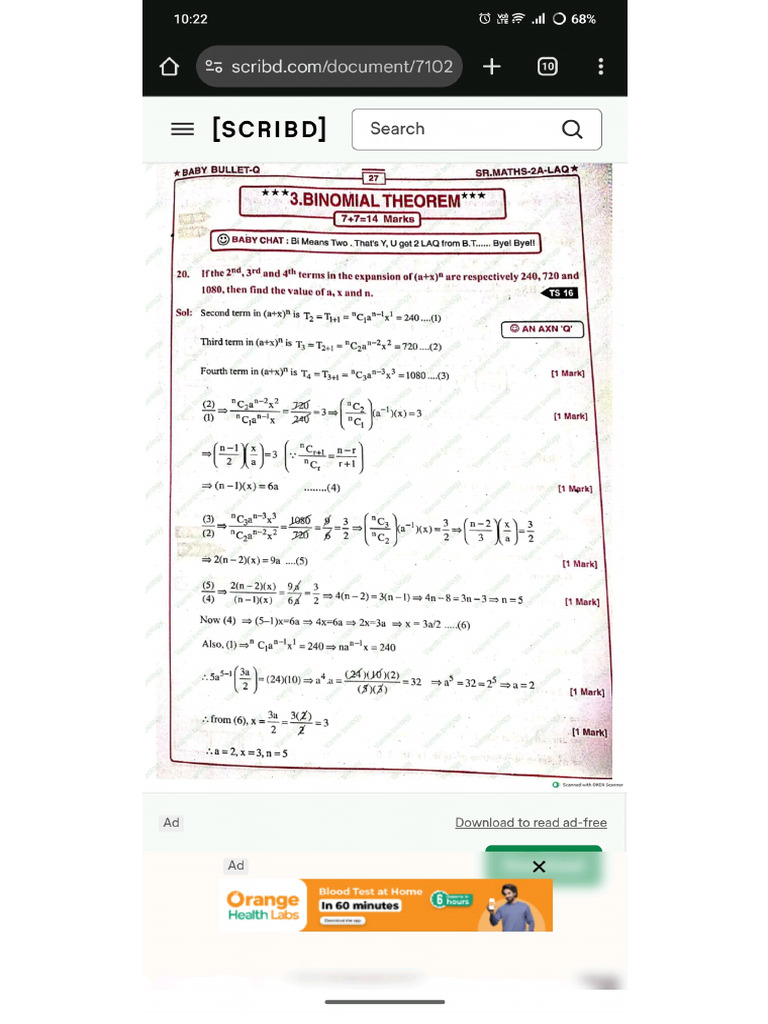 Binomial Theorem Questions Pdf