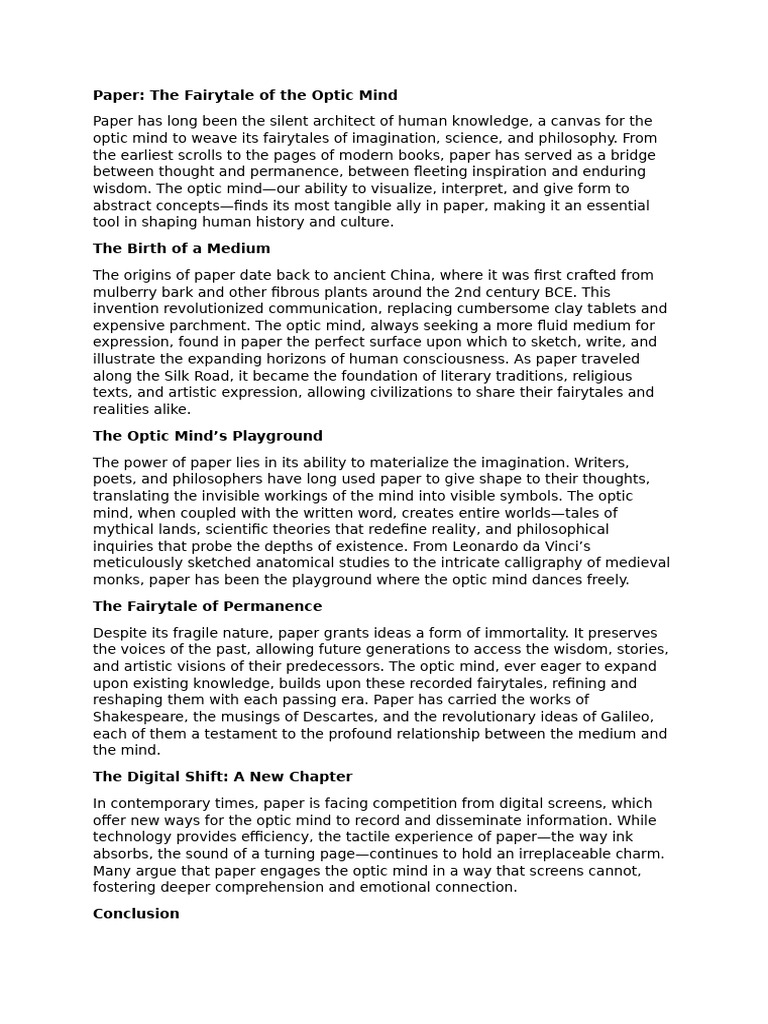 The Optic Mind and Paper's Legacy | PDF | Mind | Imagination