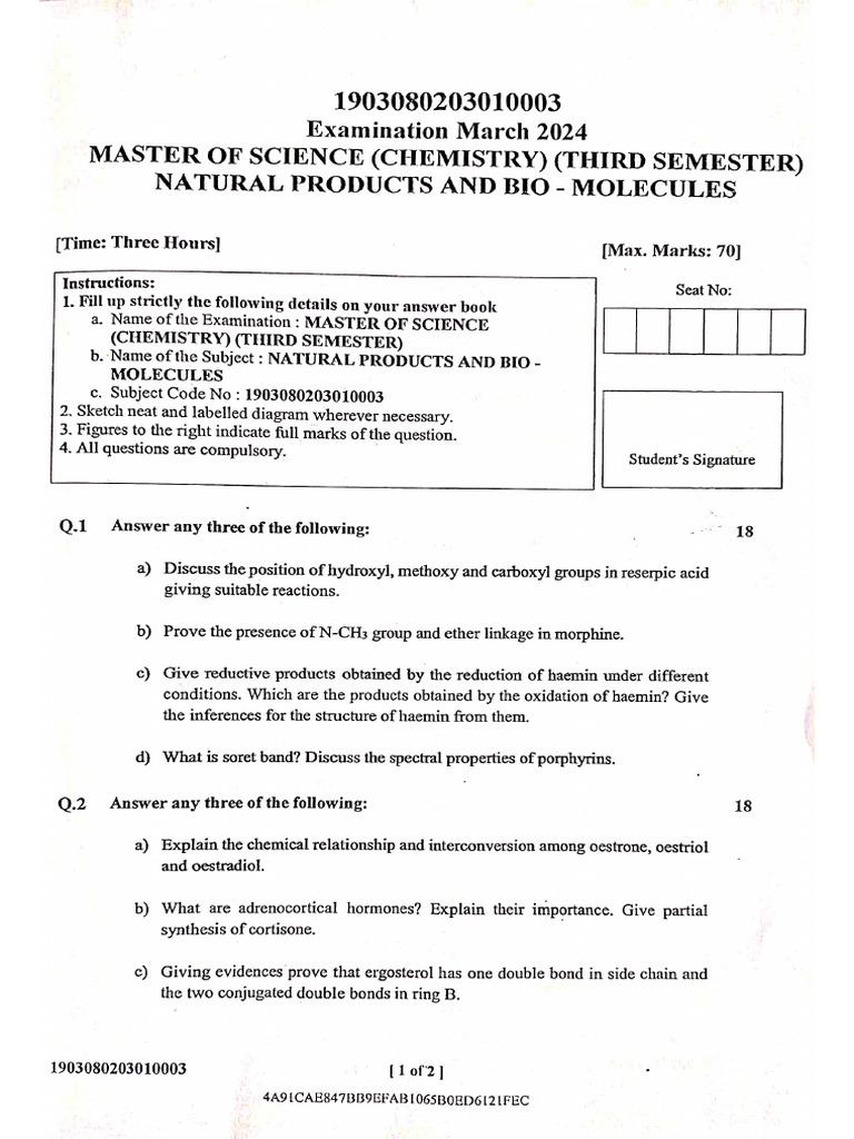 (CW )MSc Sem 3 Paper 1 | PDF