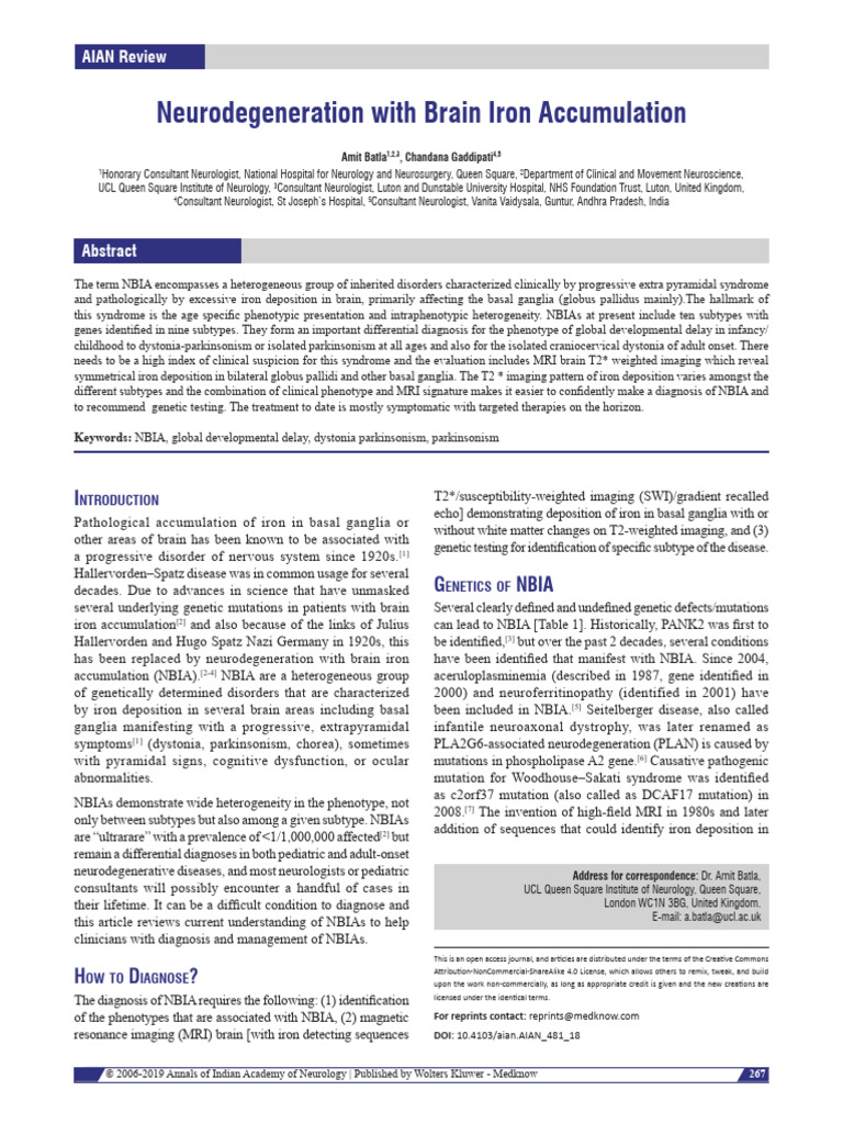 Neurodegeneration With Brain Iron Accumulation.4 | PDF | Cerebellum ...