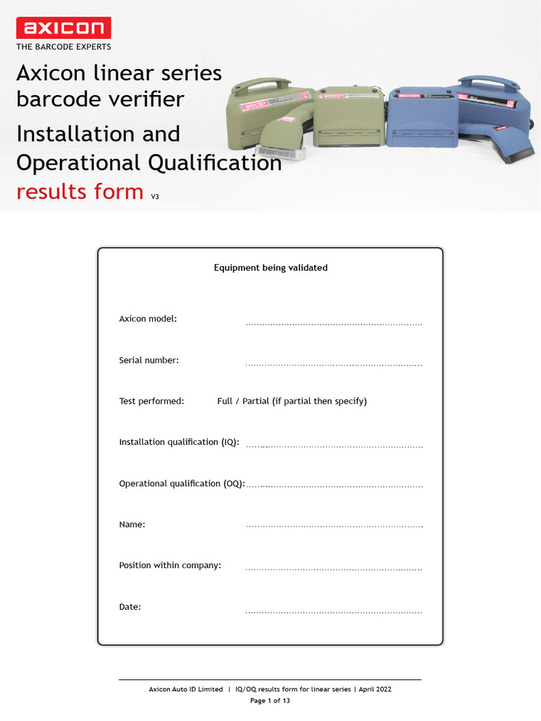 Axicon Verifier IQ/OQ Results Form | PDF | Computing | Software