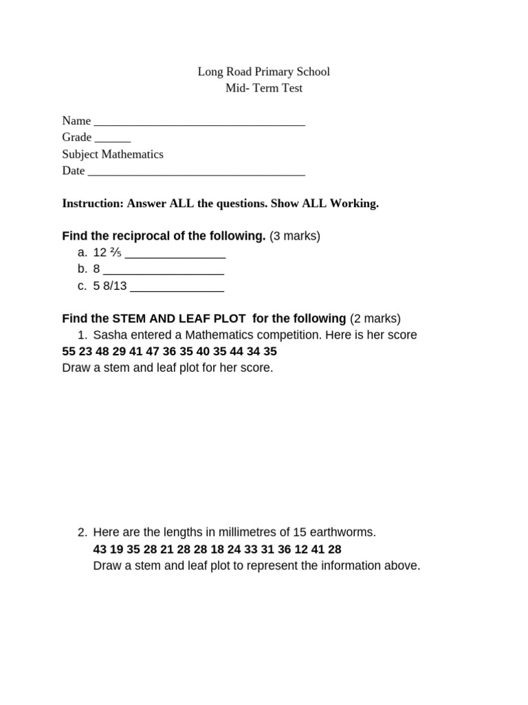 Mathematics Mid-Term | PDF