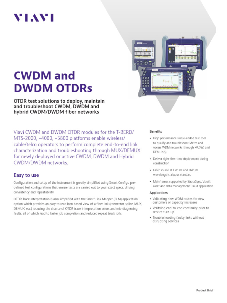 CWDM and DWDM Otdrs Product and Solution Briefs en | PDF | Wavelength Division Multiplexing ...