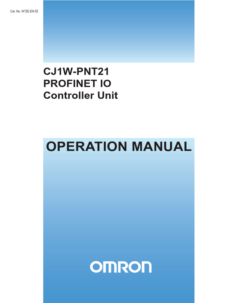 w12e Cj1w-Pnt21 Profinet Io Controller Unit Operation Manual en (1 ...