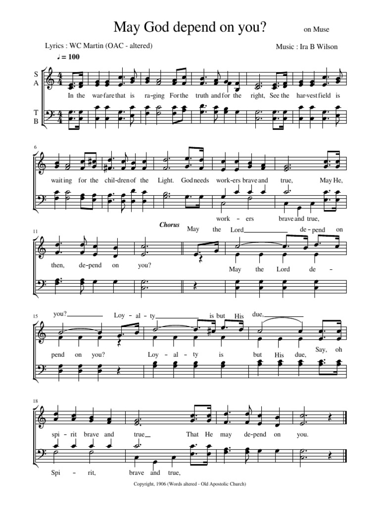 May God Depend On You - IB Wilson, WC Martin (C) (SATB) (OAC) (En) | PDF