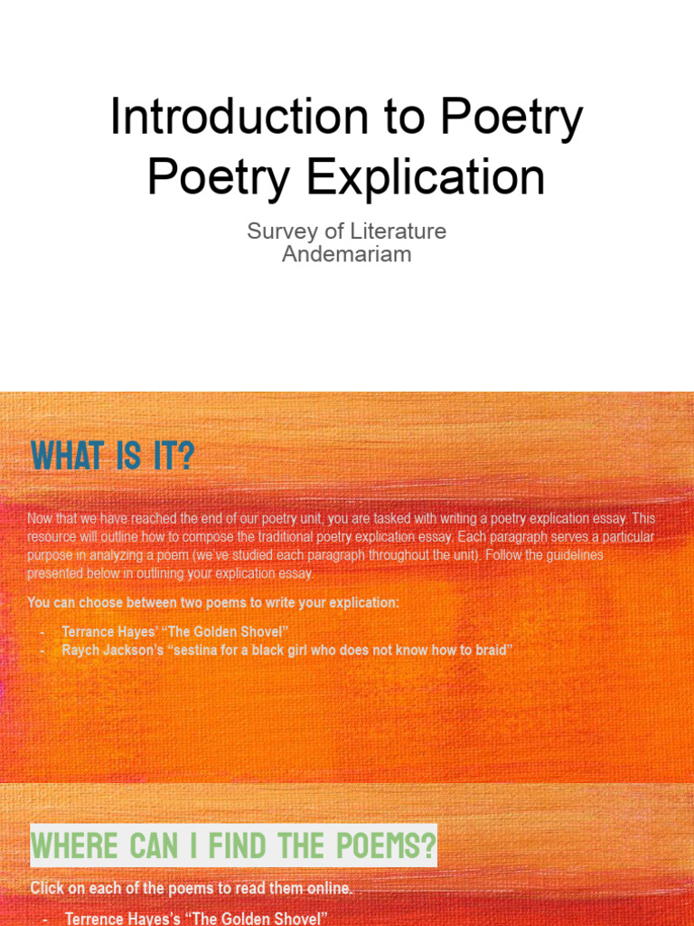 Introduction To Poetry Poetry Explication | PDF | Poetry | Human ...