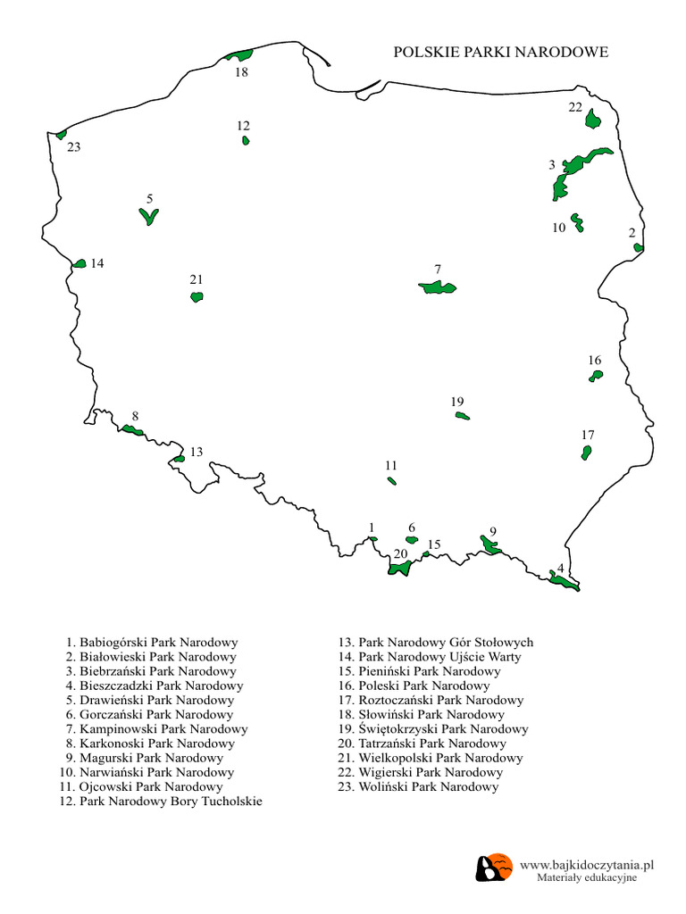 Polska Parki Narodowe Mapka Nazwy | PDF