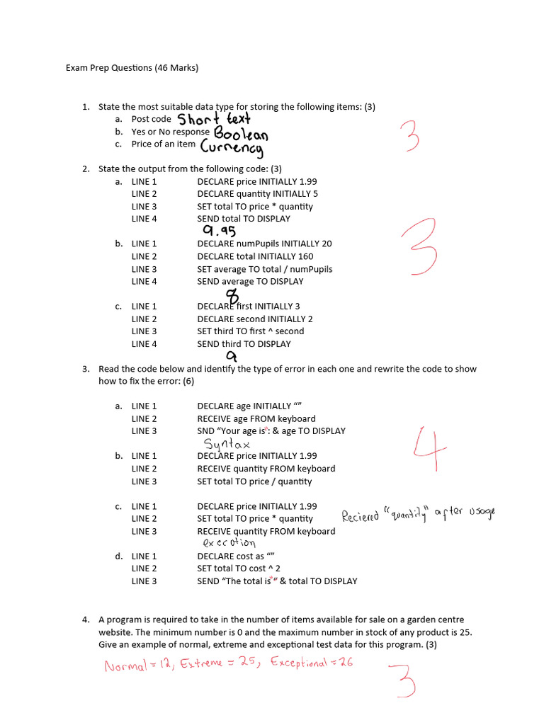 Exam Style Questions 1 | PDF | Computer Science | Software Engineering