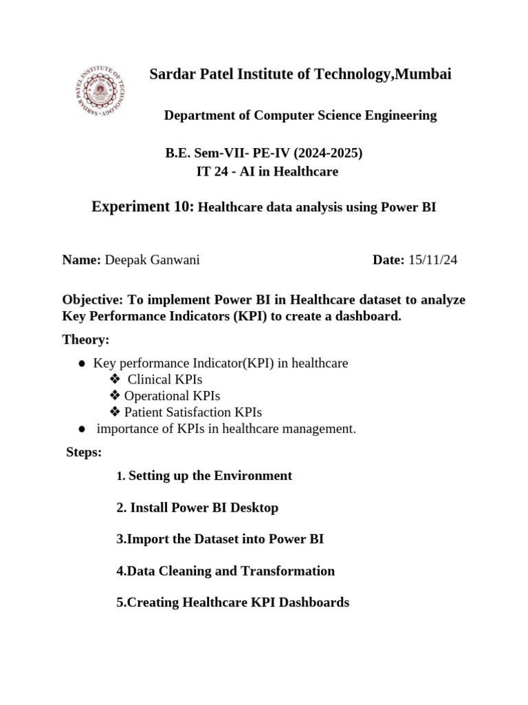 AIH_Exp10 | PDF | Information Science | Health Care