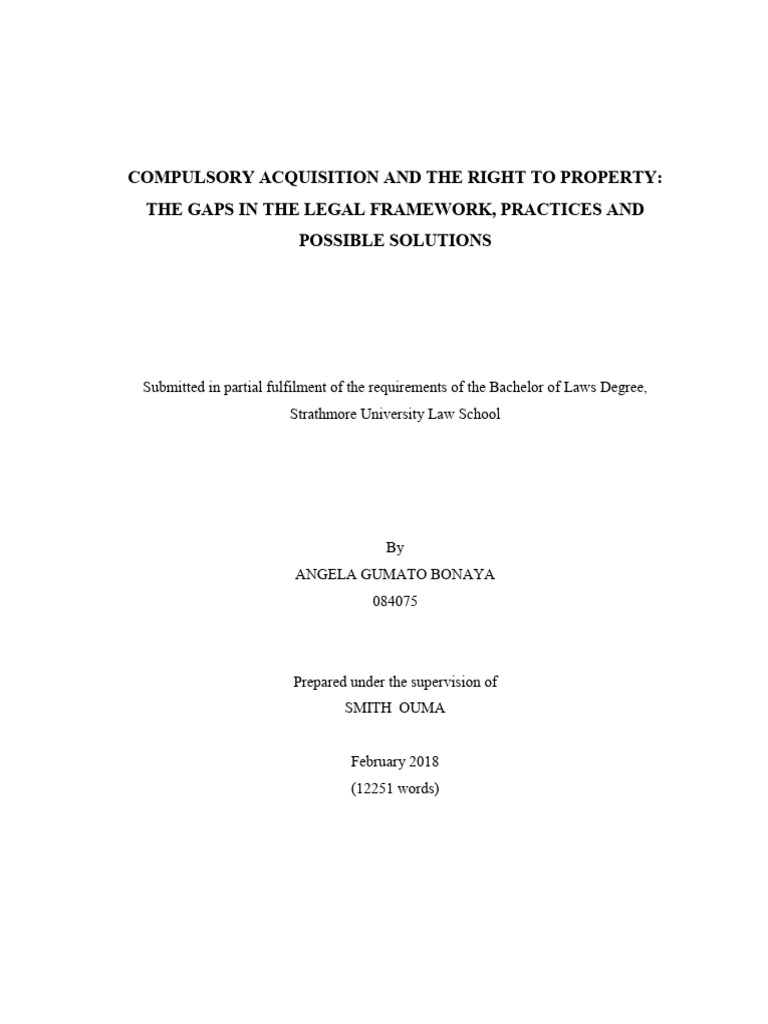 Compulsory Acquisition and The Right To Property - The Gaps in The ...