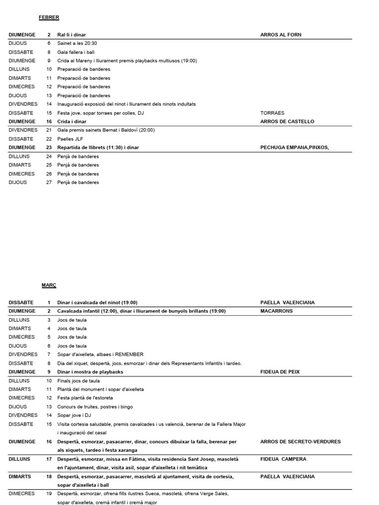 Programació Falles 2025 | PDF