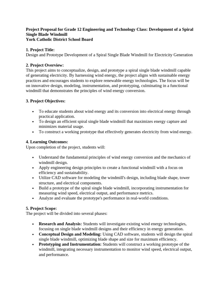 STEM Spiral Single Blade Windmill | PDF | Prototype | Wind Power