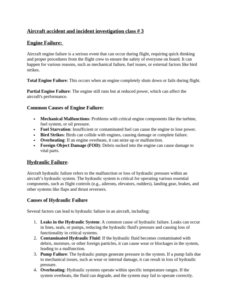 Aircraft Accident and Incident Investigation Class 4 | PDF | Turbine ...