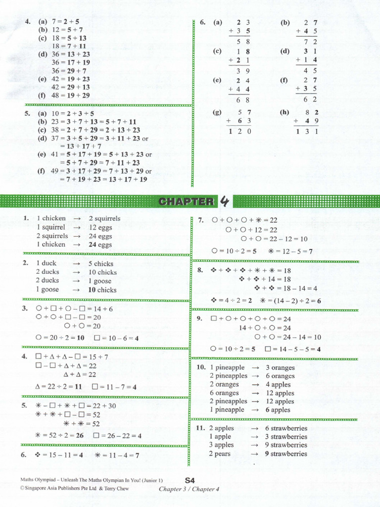 Math Olympiad Junior 1 Primary 1 and 2 Grade by Terry Chew - Part191 | PDF