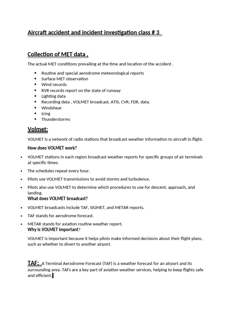 Aircraft Accident and Incident Investigation Class 3 | PDF | Flight ...