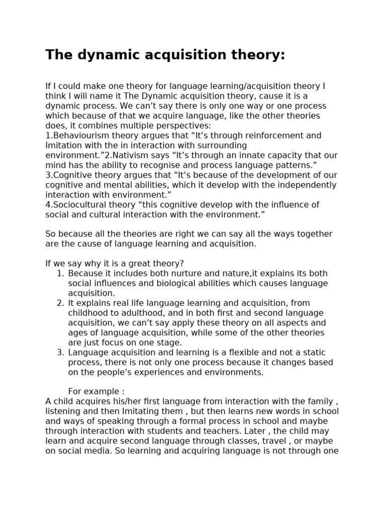 Dynamic Theory | PDF