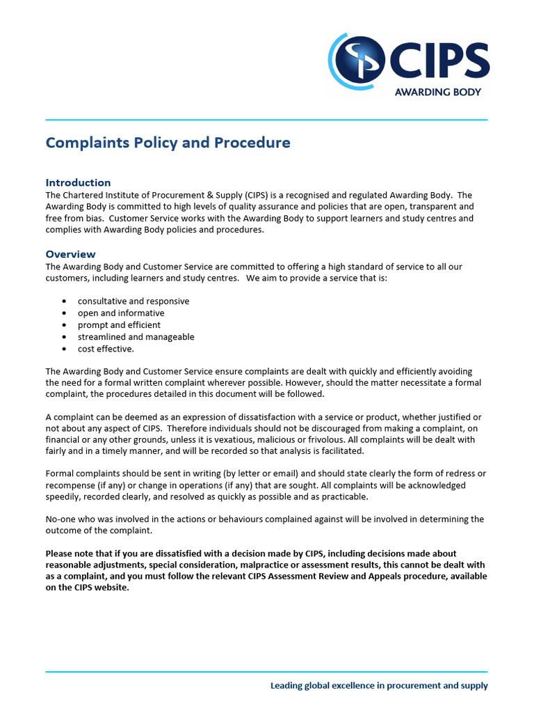 Complaints External Policy | PDF | Procurement | Justice