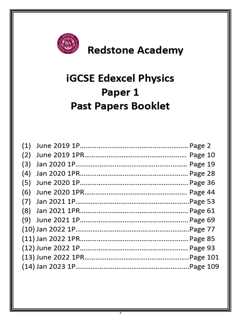 iGCSE Edexcel Physics Paper 1 Past Papers | PDF
