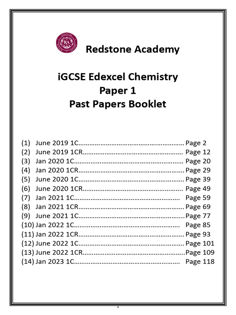 iGCSE Edexcel Chemistry Paper 1 Past Papers | PDF