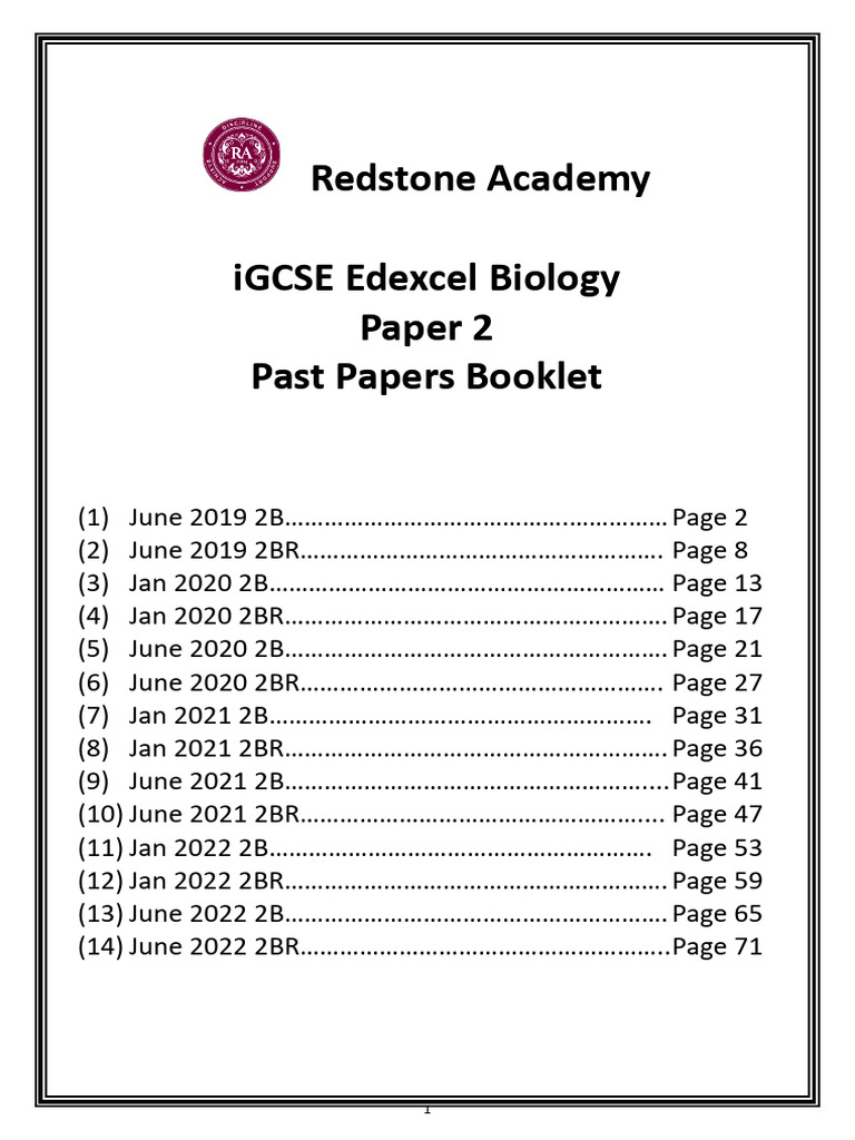 iGCSE Edexcel Biology Paper 2 Past Papers | PDF