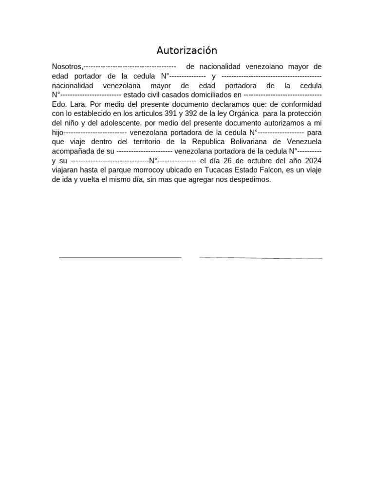 Autorización para Menor de Edad | PDF