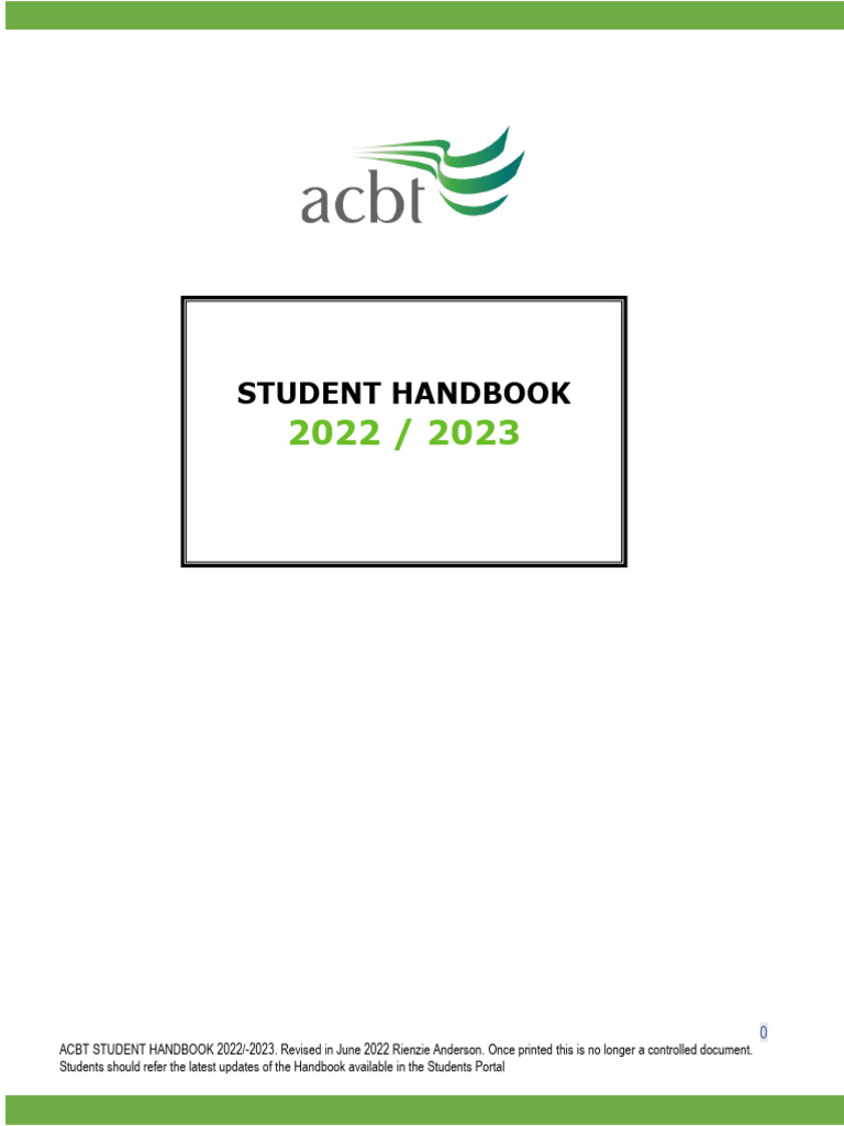 ACBT ACBT Student Hand Book 2022-2023 | PDF | Identity Document ...
