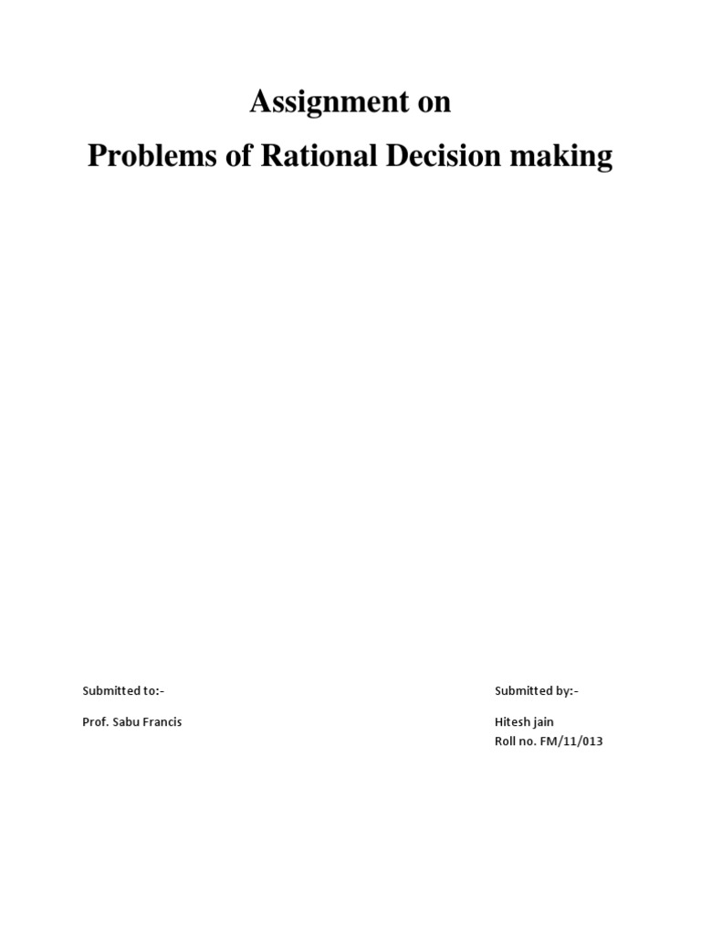 Assignment On Problems of Rational Decision Making | PDF