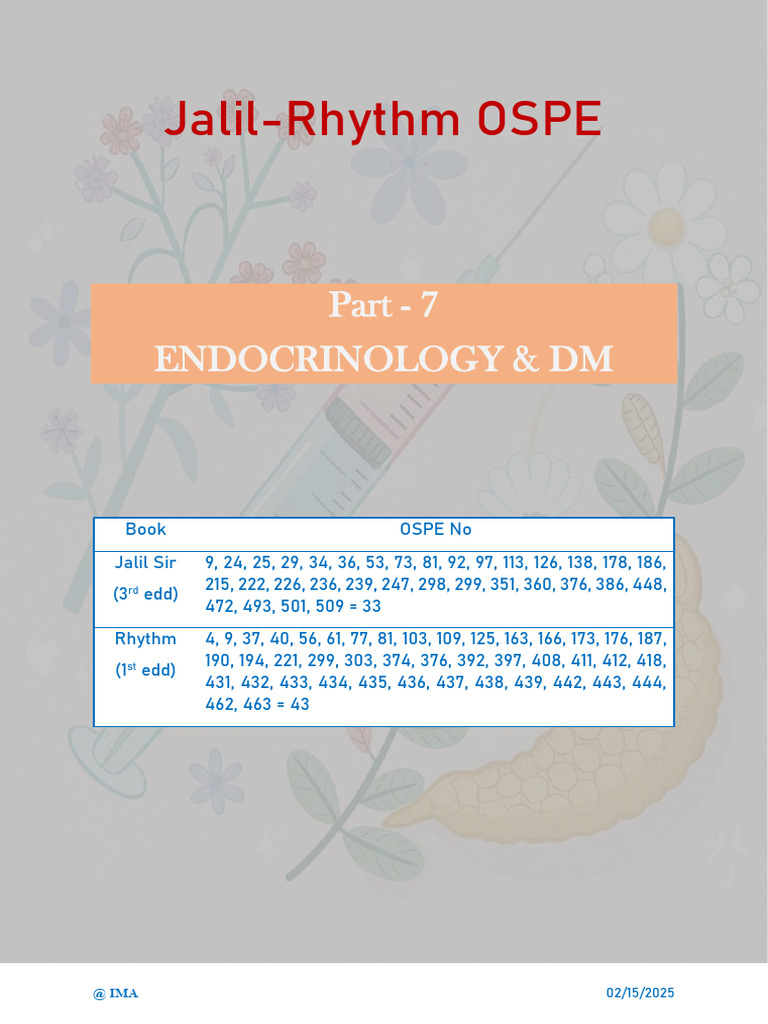 7 Endocrinology & DM Jalil-Rhythm OSPE_IMA | PDF | Endocrine Diseases ...