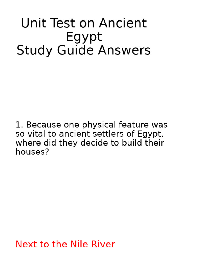 Unit Test On Ancient Egypt Study Guide and Answers | PDF | Ancient ...