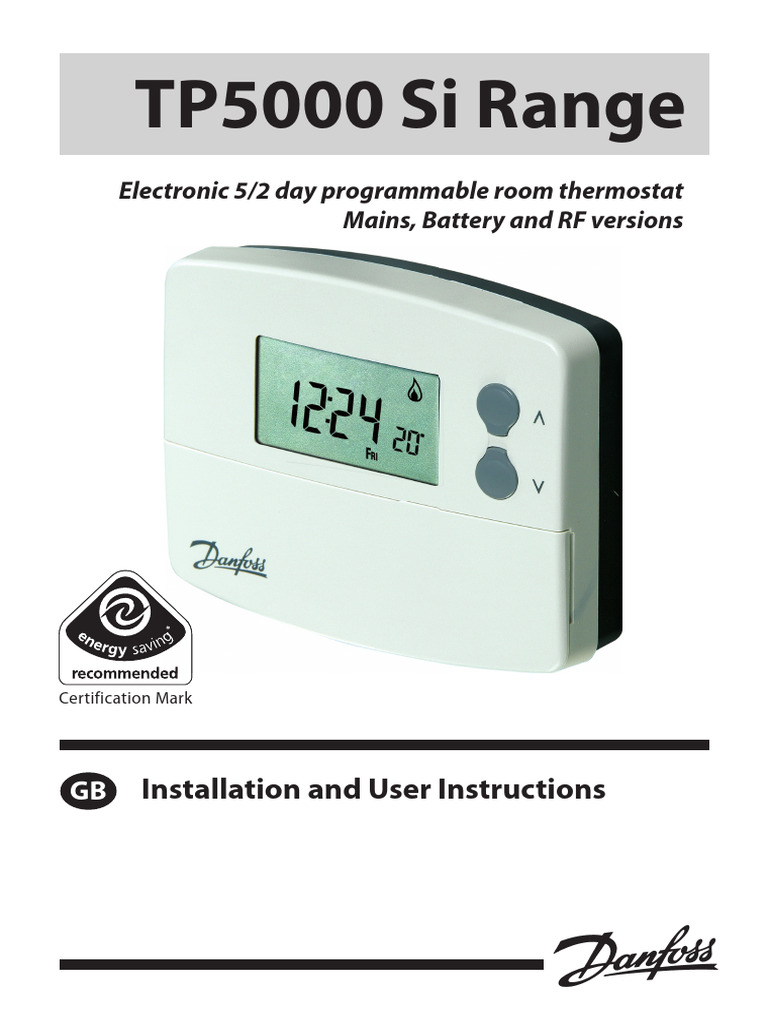 Danfoss Tp5000si Programmable Room Thermostat Installation User Guide ...