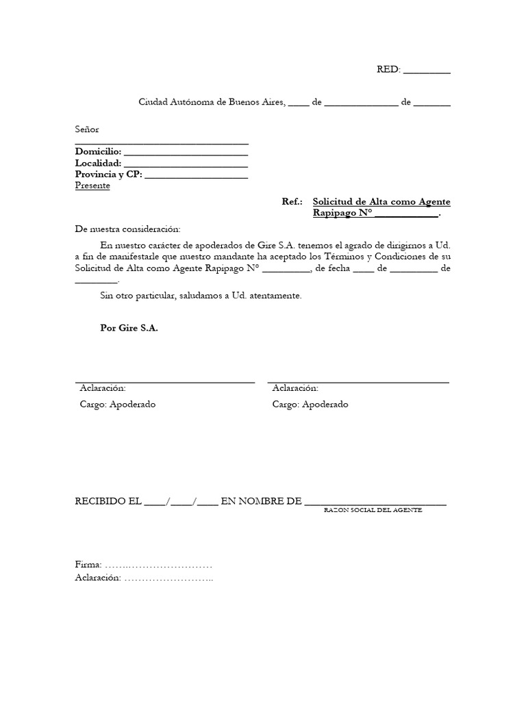 Carta Aceptación - Rapipago Lautaro | PDF