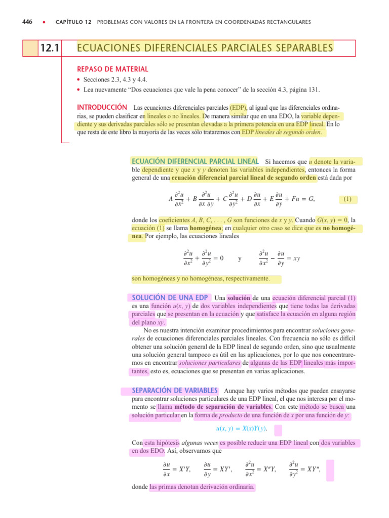 ED en Derivadas Parciales | PDF | Ecuación diferencial parcial | Ecuaciones