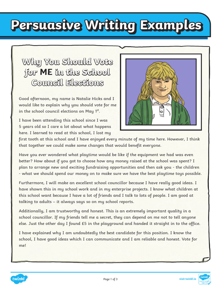 Example of Persuasive Writing Samples - Ver - 2 | PDF