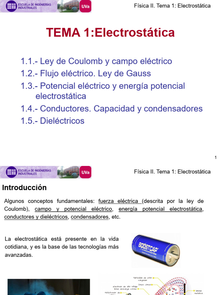 Fisica II - Tema 1 Electrostatica 22-23 Parte 1 | PDF | Electrostática | Electricidad
