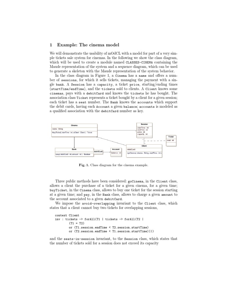 Fig. 1. Class Diagram For The Cinema Example | PDF | Debit Card | Banking