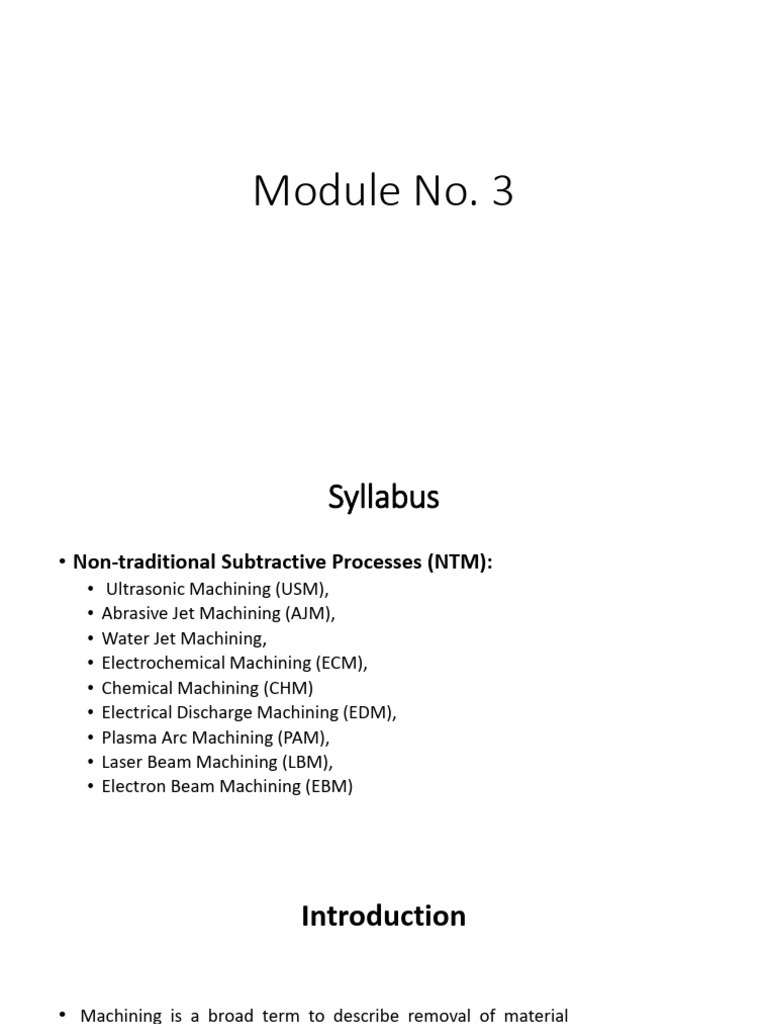 Module 3(NTM) | PDF | Machining | Electrolyte
