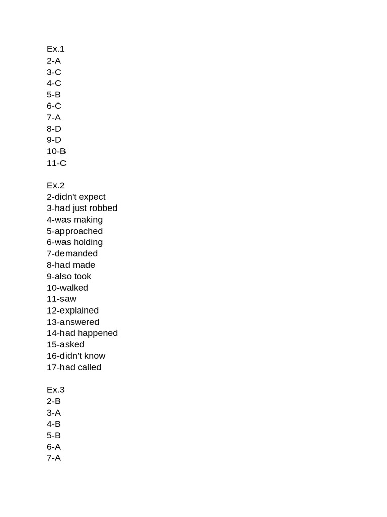 English Grammar Exercises Answers | PDF