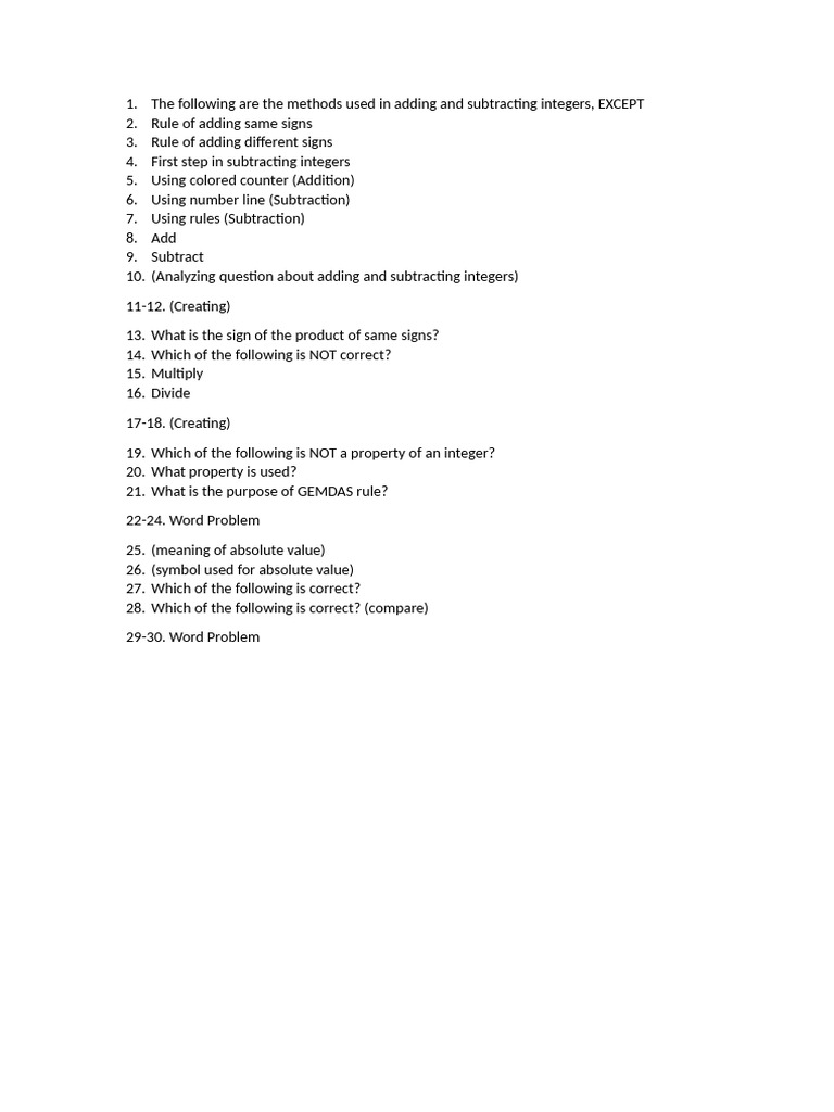 Adding and Subtracting Integers Guide | PDF