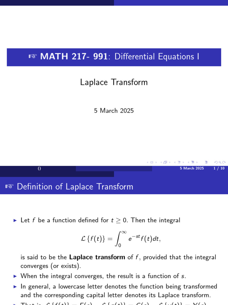 Note #22-Laplace Transform-1 | PDF | Laplace Transform | Function (Mathematics)