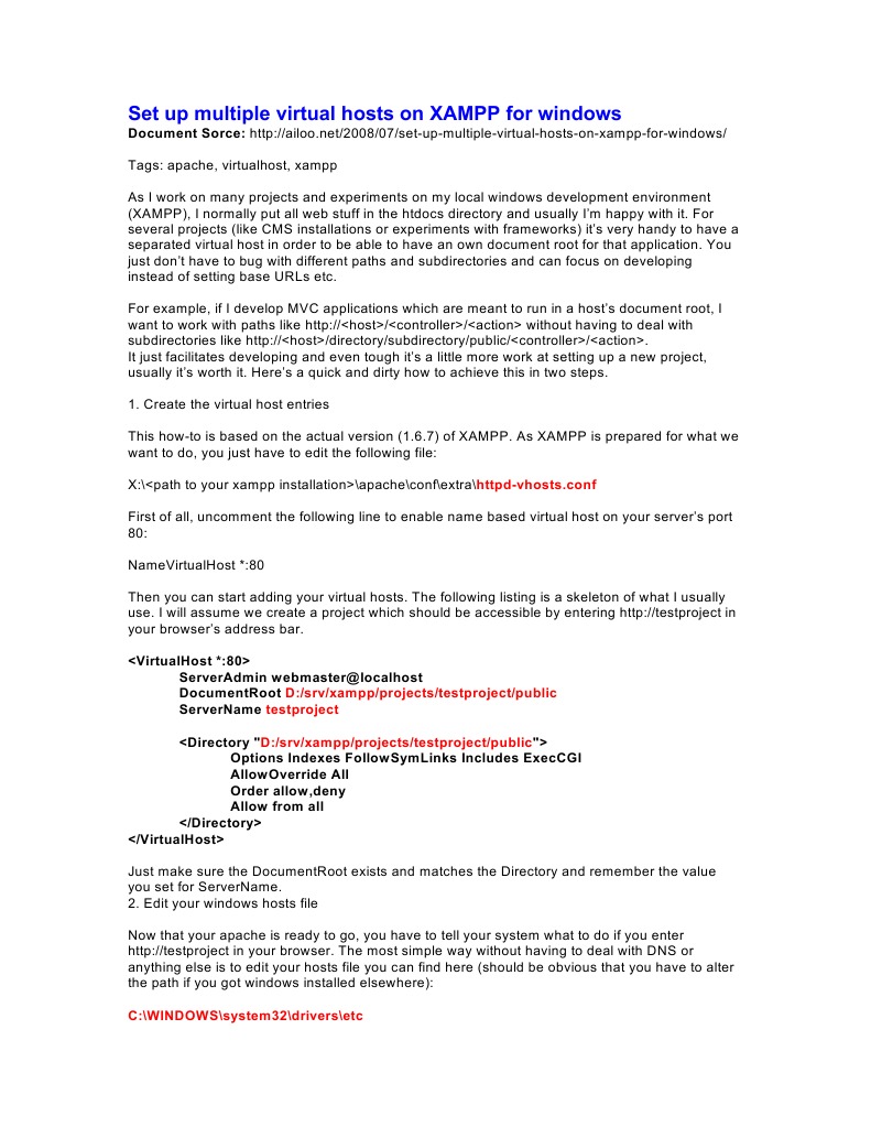 XAMPP Virtual Hosts Setup Guide | PDF | Apache Http Server | Hypertext Transfer Protocol