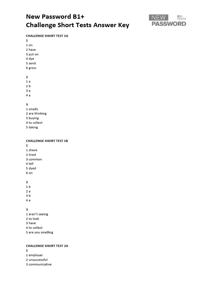 New Password B1+ CST Answer Key | PDF