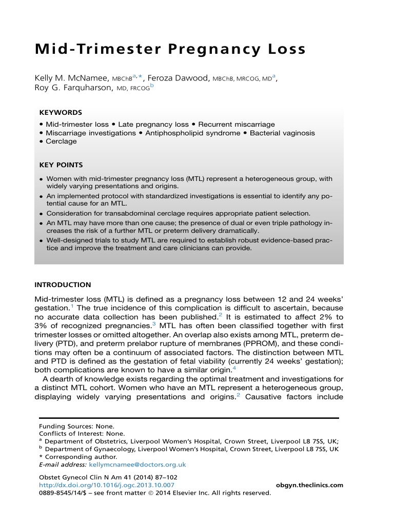 Understanding Mid-Trimester Pregnancy Loss | PDF | Uterus | Miscarriage