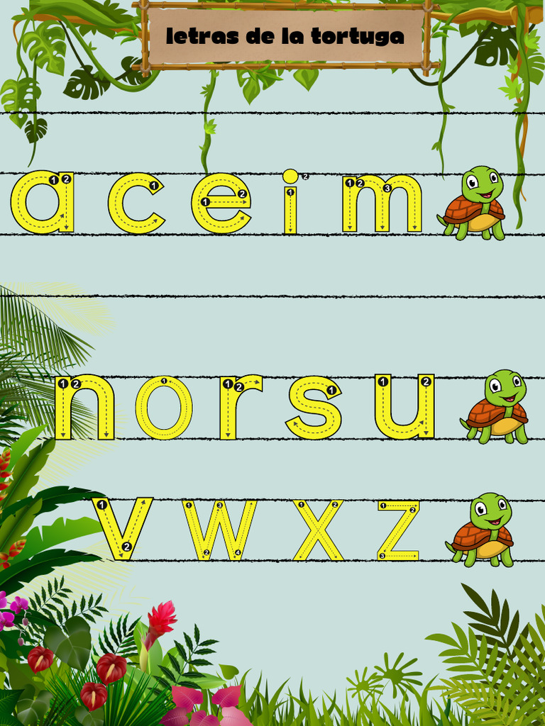 Letras de animales: tortuga, mono, jirafa | PDF
